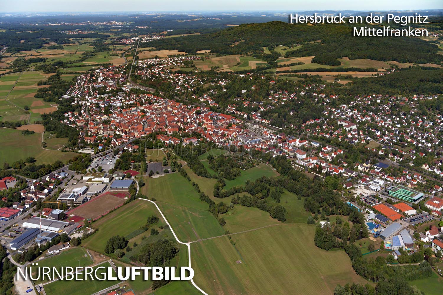 Die Pegnitz bei Hersbruck, Luftaufnahme